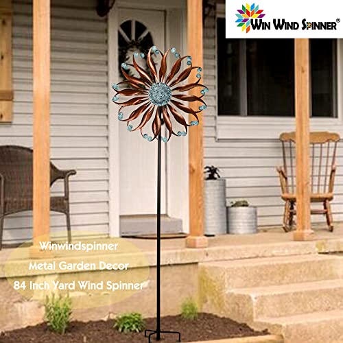 WinWindSpinner, Metal Wind Spinners for Yard Garden - Outdoor Garden Wind Spinner for Lawn Ornament, Windmills for The Yard Garden Patio Lawn (Retro Flower)