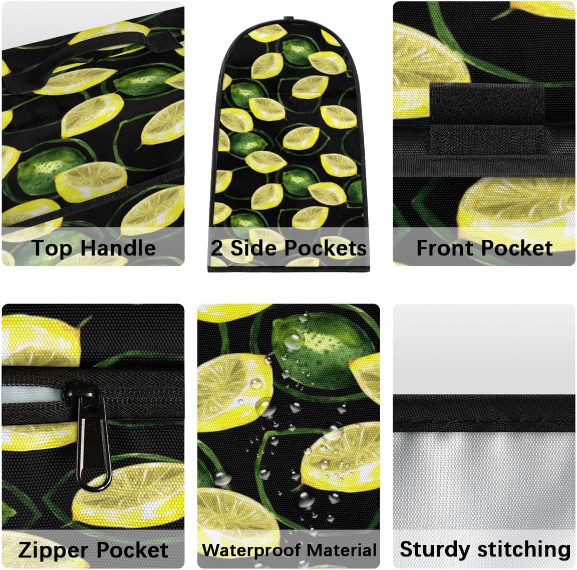 Lemon Slice Appealing Mixer Cover Dustproof Stand Mixer Covers Compatible with 6/7/8 Quart Kitchen Mixer, 4 Pockets for Mixer Accessories