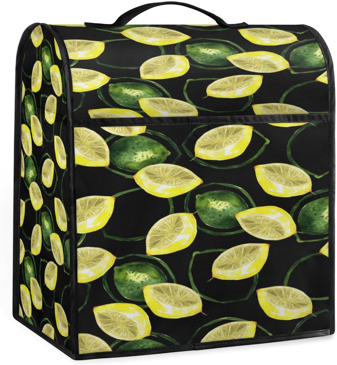 Lemon Slice Appealing Mixer Cover Dustproof Stand Mixer Covers Compatible with 6/7/8 Quart Kitchen Mixer, 4 Pockets for Mixer Accessories