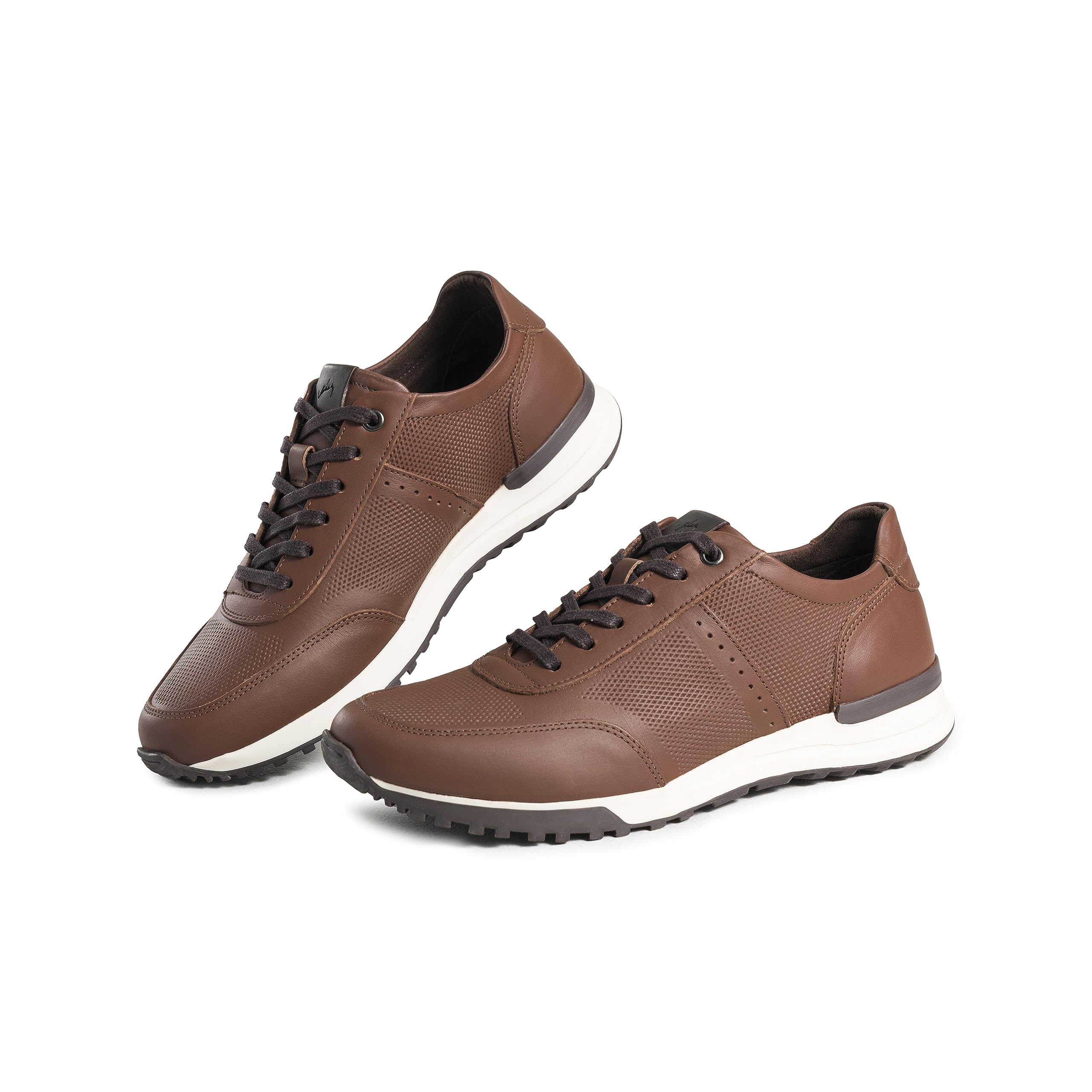 VELEZ Full Grain Leather Shoes for Men - Business Casual Sneakers - Designer Fashion Men's Dress Shoes Brown 8
