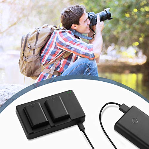 NP-FW50 Battery 2 Packs 1500mAh Rechargable Li-ion Batteries and Dual Charger for Sony A6500, A6400, A6300, A6000, A7, A7II, A7RII, A7SII, A7S, A7S2, A7R, A7R2, A55, A5100, RX10, RX10II