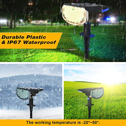Pluralla Solar Spot Lights, Outdoor Landscape Lights, 28LED Waterproof Spotlights with 4 Lighting Modes, RGB Color Changing Tail Lights, Auto On/Off Solar Powered for Yard Landscape Lighting - 2 Pack