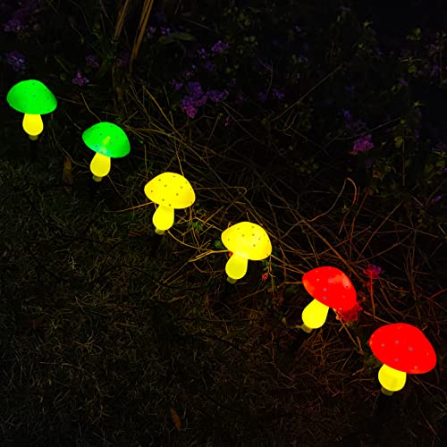 AUSAYE Solar Mushroom Lights, Garden Outdoor Decor Stuff, 8 Modes Waterproof Mushroom Night Light for Garden Pathway Landscape Yard Easter Pathway Halloween Xmas Decorations 6 Mushrooms