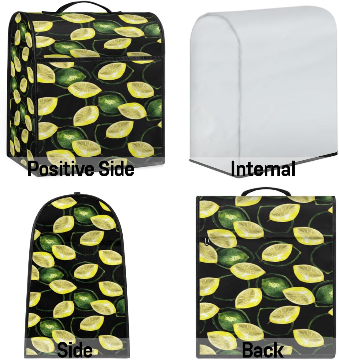 Lemon Slice Appealing Mixer Cover Dustproof Stand Mixer Covers Compatible with 6/7/8 Quart Kitchen Mixer, 4 Pockets for Mixer Accessories
