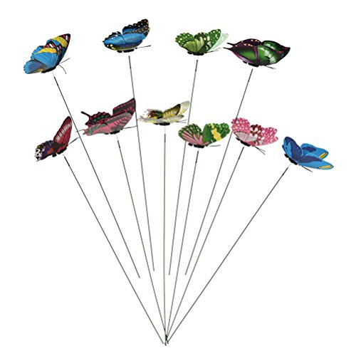 DatingDay 10 Pack Colourful Garden Butterflies On Sticks Miniature Fairy Garden Decoration