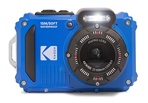 KODAK PIXPRO WPZ2 Rugged Waterproof Digital Camera 16MP 4X Optical Zoom 2.7" LCD Full HD Video, Blue