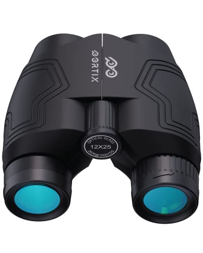 New 2023 12x25 Compact Binoculars for Adults Kids with Low Light Night Vision - Waterproof Easy Focus Binoculars for Hunting Bird Watching Outdoor Travel Sport Games - Large Eyepiece