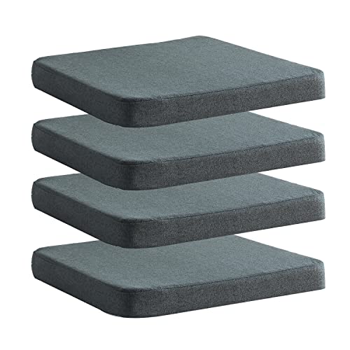 Chair Cushion for Dining Chairs with Ties 4 Pack Non Slip Memory Foam Kitchen Room Chair Pads for Outdoor Patio Furniture 17x16 Inch, Gray