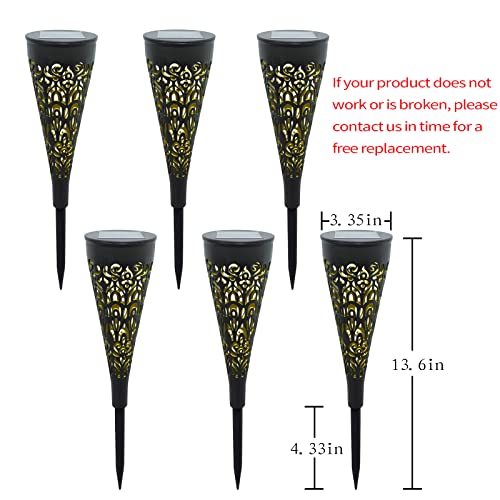 EKQ 6 Pack Solar Lights Outdoor Decorative Solar Garden Lights Waterproof with Warm Light Solar Pathway Lights for Patio Path Backyard Walkway Yard Garden Decor