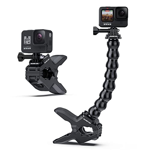 Sametop Jaws Flex Clamp Mount with Adjustable Gooseneck Compatible with GoPro Hero 11, 10, 9, 8, 7, 6, 5, 4, Session, 3+, 3, 2, 1, Max, Hero (2018), Fusion, DJI Osmo Action Cameras