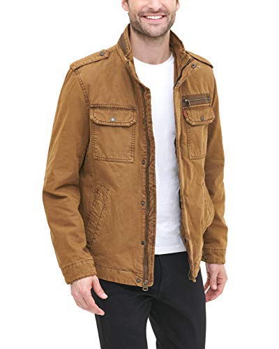 Levi's Men's Washed Cotton Two Pocket Military Jacket (Standard and Big & Tall), Worker Brown, Large