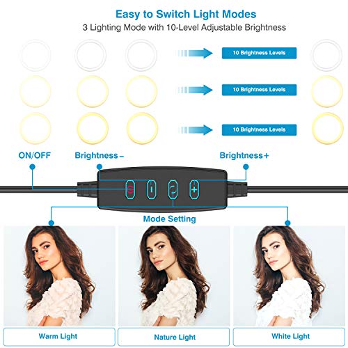 12" Selfie Ring Light with 63" Adjustable Tripod Stand and Phone Holder, LED Dimmable Ringlight with Remote, for Live Stream/Photography/Makeup/YouTube Video, Compatible with Cell Phones, Cameras