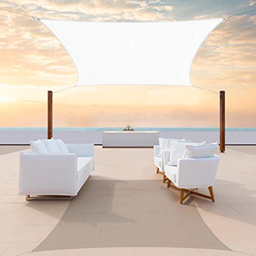 ColourTree 8' x 10' White Sun Shade Sail Rectangle Canopy Awning Fabric Cloth Screen - UV Block UV Resistant Heavy Duty Commercial Grade - Outdoor Patio Carport - (We Make Custom Size)