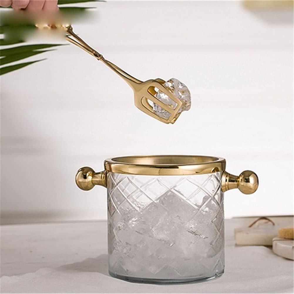 FBITE High Face Value Handmade Brass Glass Ice Bucket with Ice Clip Dining Table Cooler Wine Wine Rack Ice Bucket Champagne Can Cooler