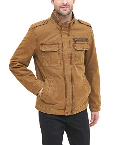 Levi's Men's Washed Cotton Two Pocket Military Jacket (Standard and Big & Tall), Worker Brown, Large