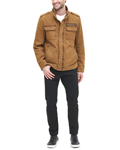 Levi's Men's Washed Cotton Two Pocket Military Jacket (Standard and Big & Tall), Worker Brown, Large