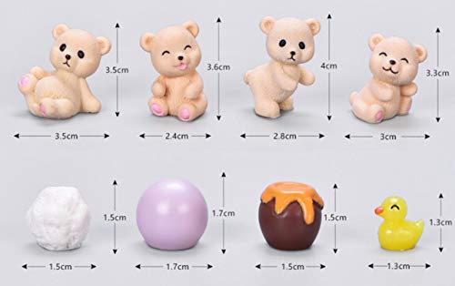 Miniature Bear Figurines, 8 Pcs Mini Bears with Jars Bear Figurines Model Cake Toppers Fairy Garden Accessories for Micro Landscape Plant Flower Pots