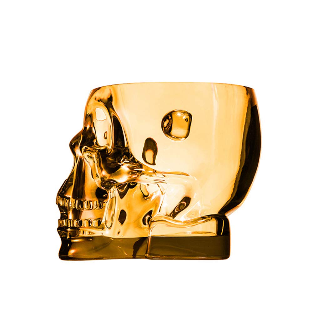 SOSSEG Ice Bucket, Ice Cube Storage Skull Ice Bucket Beer Barrel, Table Mount Wine Bucket, Champagne Bucket Wine Cooler Bar Party Barbecue Cocktail Wedding/Amber