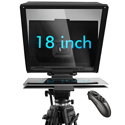 ILOKNZI i6/18 inch Wide Angle Teleprompter for 15.6" 360⁰ Hinge Laptop/Tablet with Adjustable Supports Wide-Angle Camera Lens, Prompter/Wedding Shooting/Facial Capture (18"-Max)