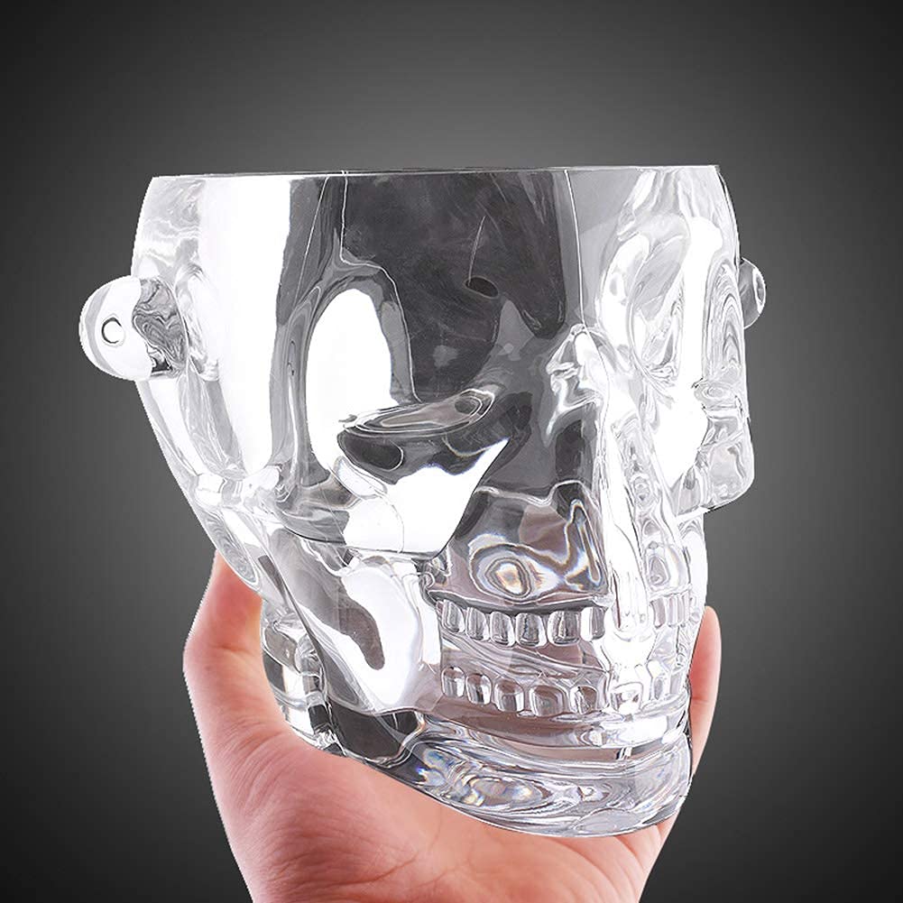 SOSSEG Ice Bucket, Skull Ice Bucket Beer Barrel, Table Mount Wine Bucket, Champagne Bucket Wine Cooler Bar Party Barbecue Cocktail Wedding Multiple (Transparent)