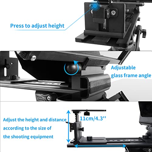 ILOKNZI i6/18 inch Wide Angle Teleprompter for 15.6" 360⁰ Hinge Laptop/Tablet with Adjustable Supports Wide-Angle Camera Lens, Prompter/Wedding Shooting/Facial Capture (18"-Max)