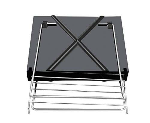ZRSL Barbecue for Garden Party, Small Portable Picnic Grill, Fire Pit BBQ Silver Chrome Cooking Net Fire Pits for Garden Suitable for Garden, Terrace, Camping.