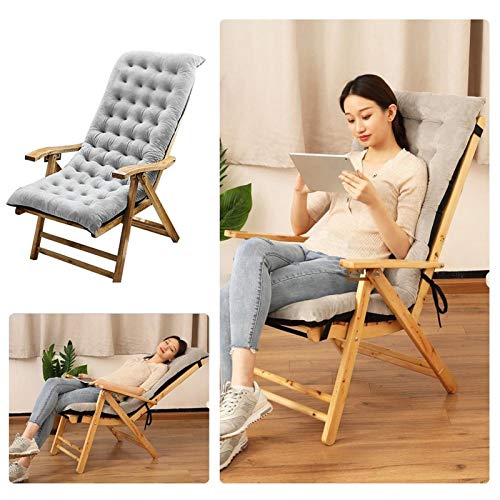 Seat Cushion Long Chair Cushion Recliner Rocking Chair Cushion Solid Color Thick Foldable Seat Cushion Sofa Cushion Garden Chair Pad (Color : Pink)
