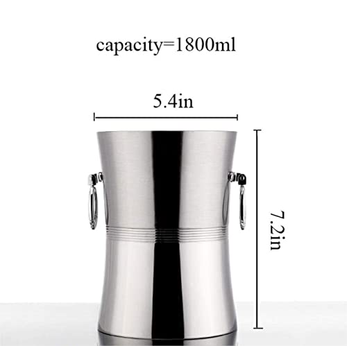 Ice Bucket Wine Bottle Cooler Champagne Bucket Stainless Steel Ice Bucket Portable Hotel Drink Bucket Party Activities And Camping Tableware Cooler Buckets for Parties (Color : 5.4 * 7.2in, Size : A)
