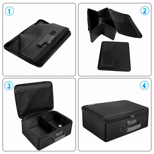 Fireproof Photo Storage Box with Lock,ENGPOW Photo Box Organizer with Divider&Mesh Bag,Collapsible Portable Photo Storage Containers with Handle for Photos, Picture,Scrapbook,Art,Craft(Box Only)