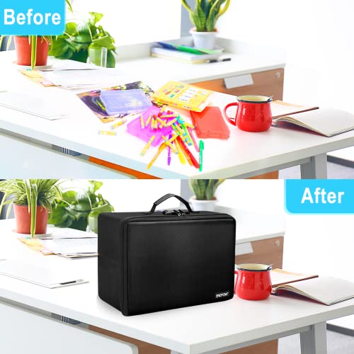Fireproof Photo Storage Box with Lock,ENGPOW Photo Box Organizer with Divider&Mesh Bag,Collapsible Portable Photo Storage Containers with Handle for Photos, Picture,Scrapbook,Art,Craft(Box Only)
