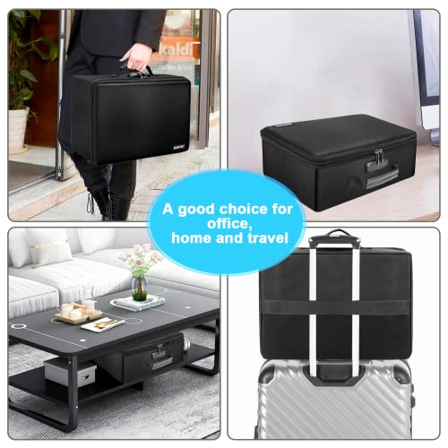 Fireproof Photo Storage Box with Lock,ENGPOW Photo Box Organizer with Divider&Mesh Bag,Collapsible Portable Photo Storage Containers with Handle for Photos, Picture,Scrapbook,Art,Craft(Box Only)