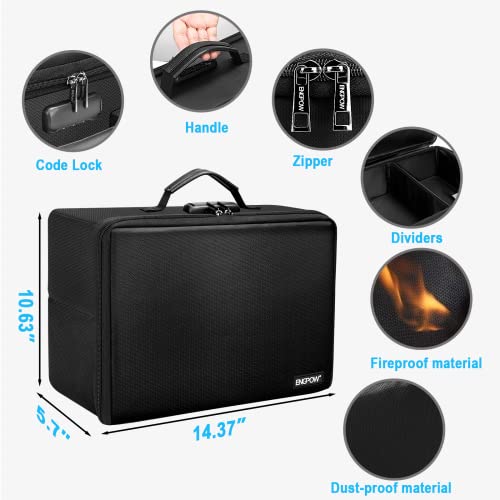 Fireproof Photo Storage Box with Lock,ENGPOW Photo Box Organizer with Divider&Mesh Bag,Collapsible Portable Photo Storage Containers with Handle for Photos, Picture,Scrapbook,Art,Craft(Box Only)