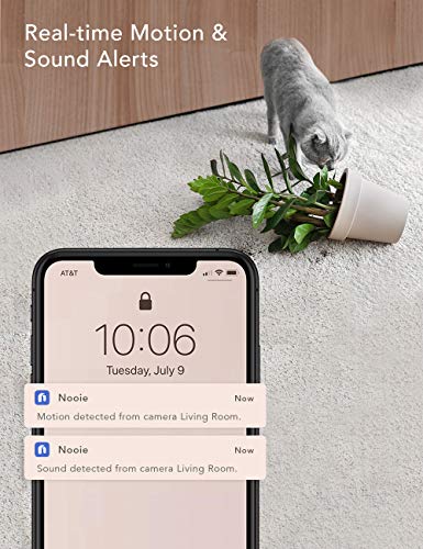 nooie Security Camera Indoor Two Pack, 360-degree IP Camera 1080P, WiFi Smart Home Camera with Motion Tracking, IR Night Vision, Two Way Audio&Sound Detection, Works with Alexa, SD Card and Cloud