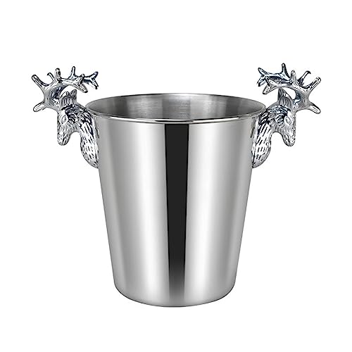 Ice Bucket Silver Stainless Steel Metal Ice Buckets for Parties, Insulated Ice Bucket with Handles for Beer, Wine, Champagne, Home Decor, Table Centerpieces, Wedding Decorations Drinks Cooler/Beer Buc