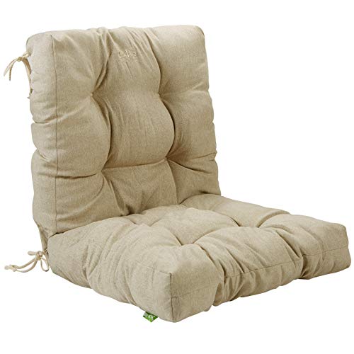 Big Hippo Outdoor Seat/Back Chair Cushion - Tufted High Back Patio Chair Cushions Soft Thicken Patio Chair Cushion for Indoor, Outdoor, Home Use (Beige)