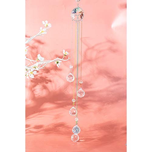 Crystals Ball Prisms Suncatcher Tree of Life Hanging Ornament Rainbow Maker for Home,Garden Decor