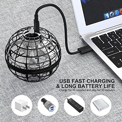Flying Orb Ball Toys Soaring Hover Pro Boomerang Spinner Hand Controlled Mini Drone Globe Shape Spinning, Safe for Adults Kids Indoor Outdoor by Lematrix (Black)