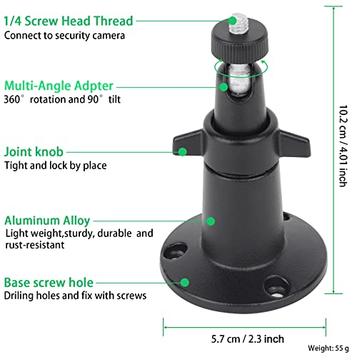 UYODM 2 Pack Wall Mount Holder for SimpliSafe Outdoor Security Camera, 360°Rotation Security Bracket with 1/4 Screw Thread, Camera Not Included (Black)