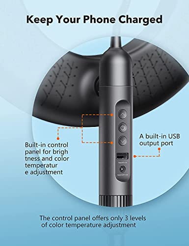 14" Selfie Ring Light, Ring Light with Stand Features 78" Extendable Tripod and 2 Phone Holders, Dimmable LED Ring Light for Makeup Studio Portrait YouTube Vlog Video Recording