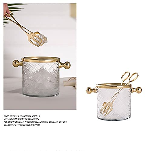 MAYNUO AWJ Handmade Brass Glass Ice Bucket with Ice Clip Dining Table Cooler Wine Wine Rack Ice Bucket Champagne Can Cooler Coolers
