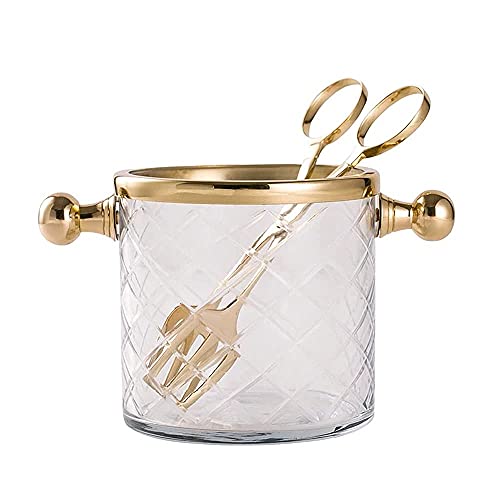 MAYNUO AWJ Handmade Brass Glass Ice Bucket with Ice Clip Dining Table Cooler Wine Wine Rack Ice Bucket Champagne Can Cooler Coolers