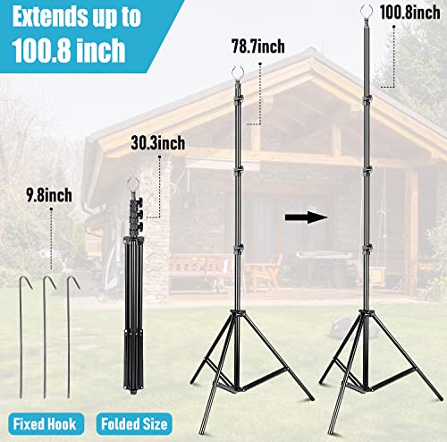 Huamai String Light Poles Outdoor - 8.4FT Flag Light Pole Outside, Backyard Steel Poles for String Lights Hanging Parties Bistro Wedding Garden Patio Lighting Stand