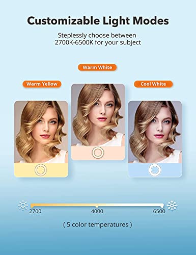 14" Selfie Ring Light, Ring Light with Stand Features 78" Extendable Tripod and 2 Phone Holders, Dimmable LED Ring Light for Makeup Studio Portrait YouTube Vlog Video Recording