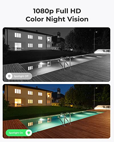REOLINK Outdoor Security Camera System, 1080p Plug in WiFi Cameras with App for Home, Color Night Vision with Bulit-in Spotlight, 2-Way Talk, Motion Detection, SD Card Storage, Lumus (2 Pack)