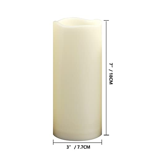 EZiKitchen 3 Pack Outdoor Battery Operated Candles with Timer Waterproof Led Flickering Candles Flameless Pillar Lights for Party/Lantern/Patio/Wedding/Garden,Cream White,3x7 Inch