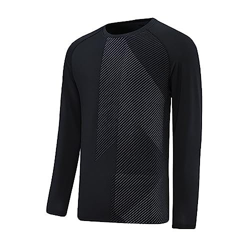 Sauna Shirt for Men Mens Tshirt Breathable Long Sleeve Casual Outdoor Lightweight Athletic Tees True Comfort Trendy Tops Cool Shirts Men Black