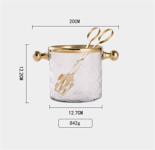 MAYNUO Handmade Brass Glass ice Bucket with ice Clip Dining Table Cooler Wine Wine Rack ice Bucket Champagne can Cooler Coolers