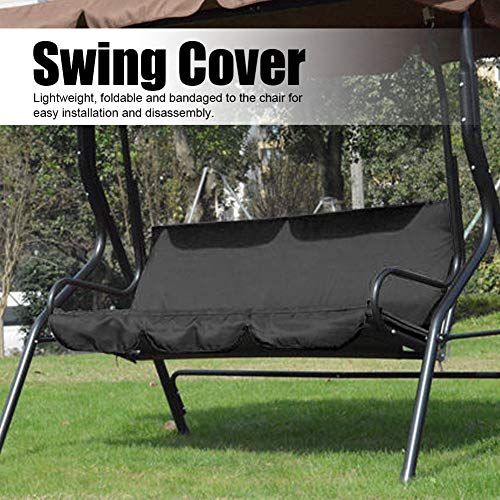 Zerone Swing Cushion Cover, 3Seat Foldable Waterproof Furniture Chair Cushion Bench Settee Cushion Replacement for Outdoor Patio Garden Yard (Black)