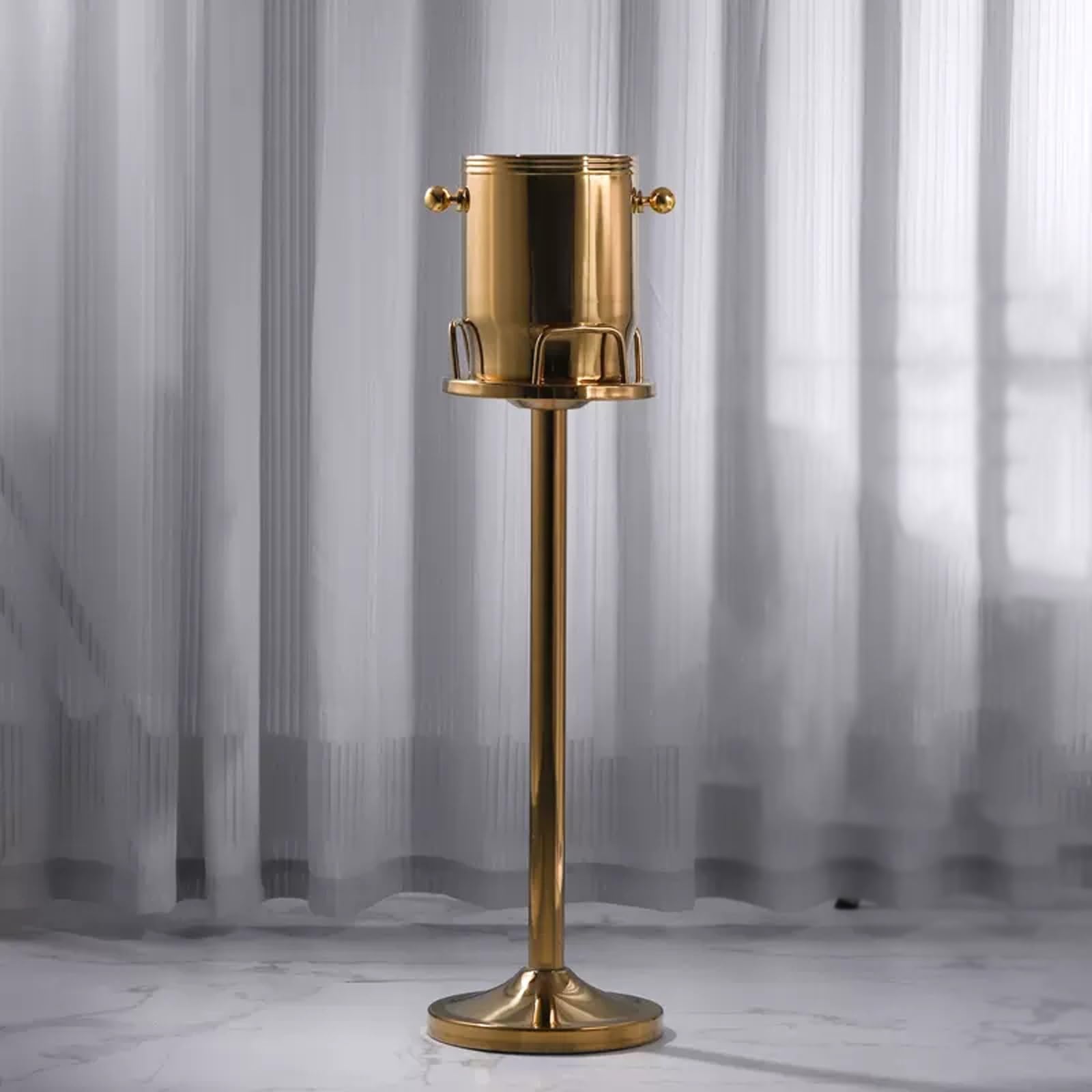 MOOWI Ice Bucket Ice Bucket with Stand and Handles, Double Wall Stainless Steel Ice Cooler Bucket for Beer, Wine Chiller, Outdoor or Indoor Use(Gold) Keeps Ice Cold & Dry