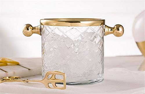 MAYNUO Handmade Brass Glass ice Bucket with ice Clip Dining Table Cooler Wine Wine Rack ice Bucket Champagne can Cooler Coolers